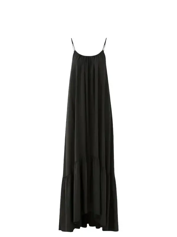 ELEH Ruffled Slip Maxi Dress - Black
