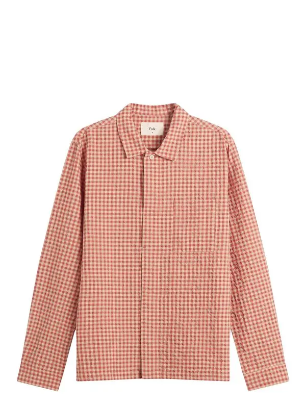 Folk Patch Shirt - Red Oxide Textured Check