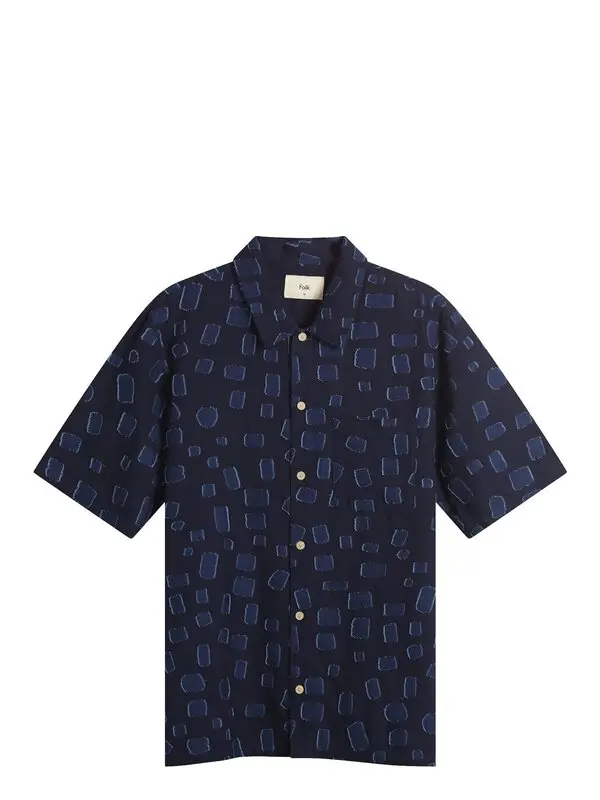 Folk Gabe Shirt - Indigo Irregular Dot