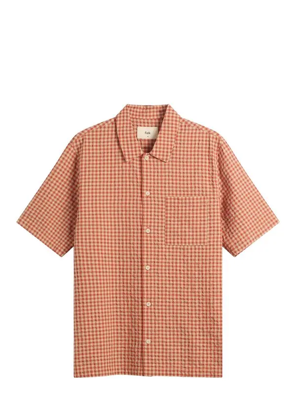 Folk Gabe Shirt - Red Oxide Textured Check
