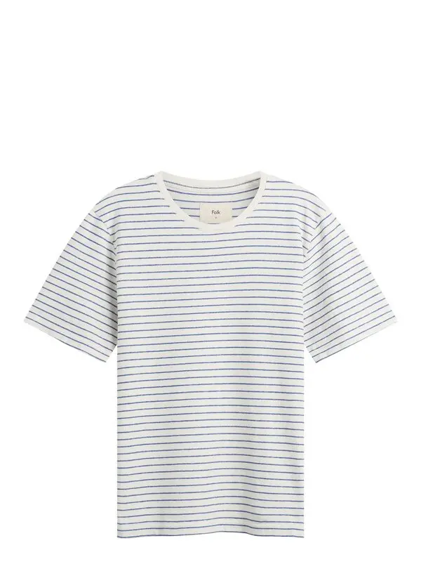 Folk Textured Stripe T-shirt - Ecru/bright Blue