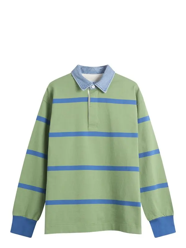 Gramicci Langdon Rugby Shirt - Olive/blue