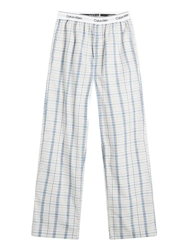 Calvin Klein Cotton Poplin Sleep Pant - Silo Plaid Chalk
