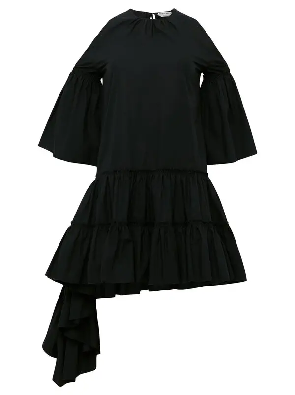 JW Anderson Midi Dress With Ruffle Detail - Black