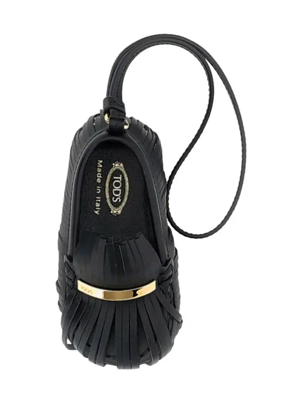 TOD'S Leather Gommino Baby Shoe Charm - Black