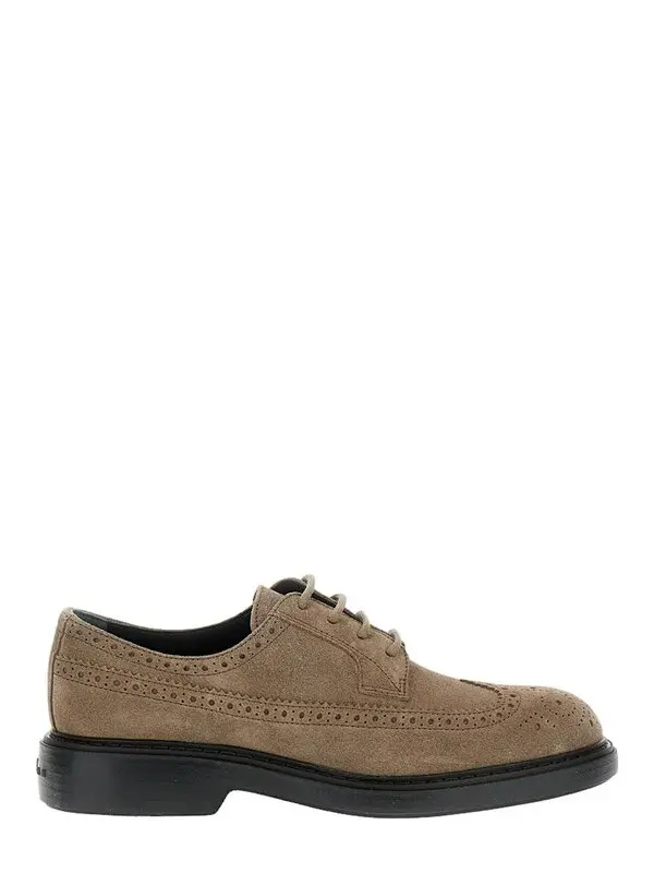 Hogan H704 Derby Shoes With Perforations - Grigio