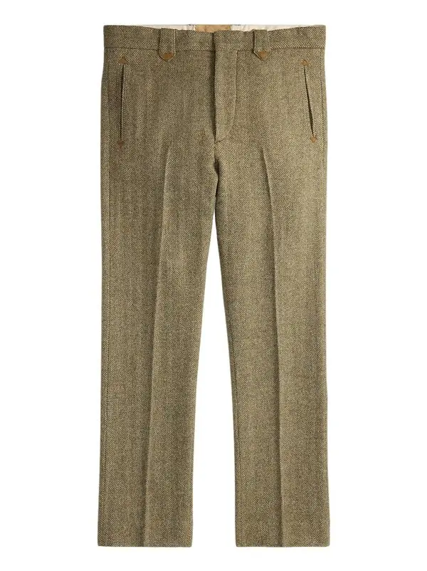 Ralph Lauren Slim Fit Wool Herringbone Pants - Sage/tan Multi