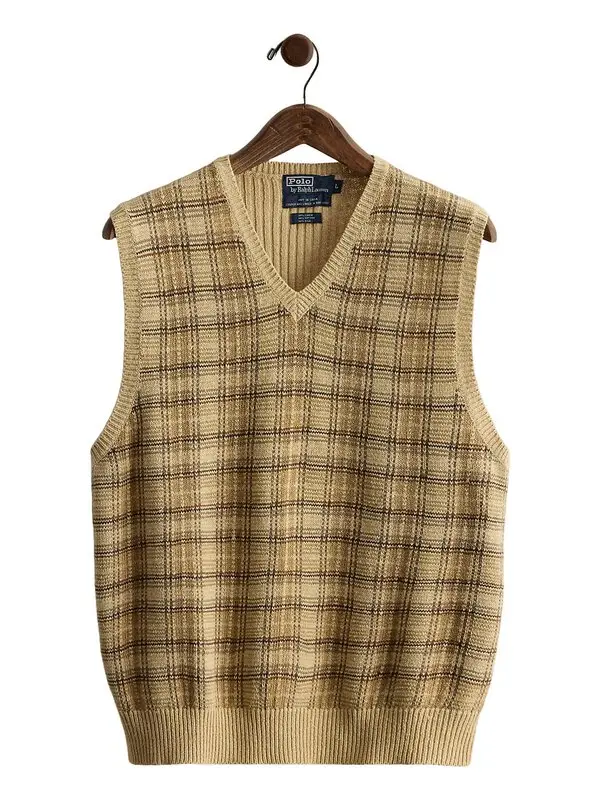 Ralph Lauren Plaid Sweater Vest - Tan