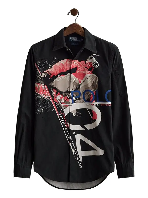 Ralph Lauren 2004 Skier-print Shirt Size - Black