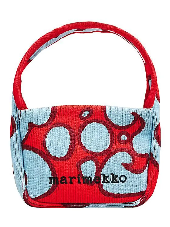 Marimekko Keidas Knit Mini Handbag - Light Blue Red