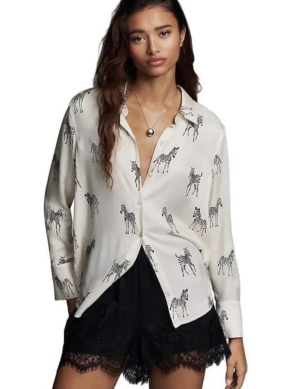 Rails Saige Buttondown Top - Neutral Pattern