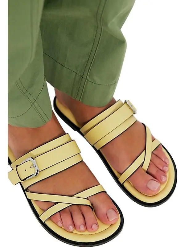 Free People Belted Cross-strap Sandals - Sunkissed Yellow Leather