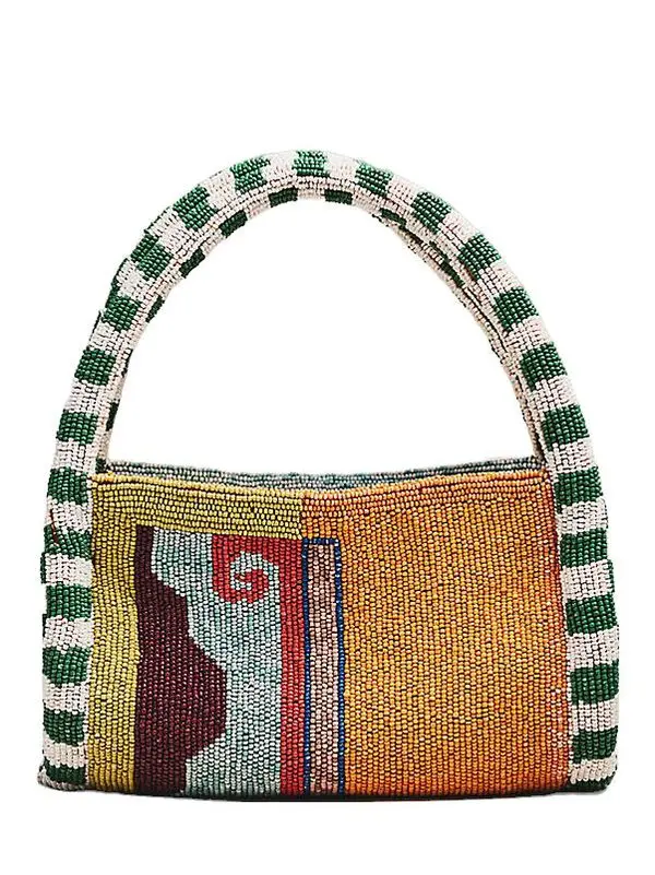 ALEMAIS Desert Beaded Mini Barrel Bag - Orange Pattern