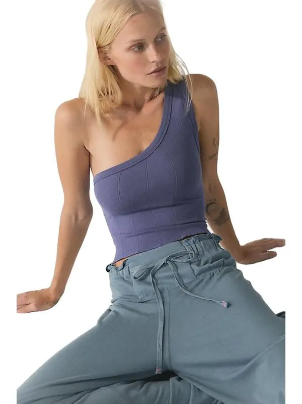 Free People Seamless Modal Asymmetrical Cami - Denim Wash