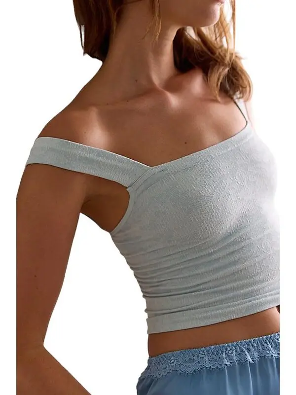 Free People Intimately Seamless Lace Tank Top - Blue Finch