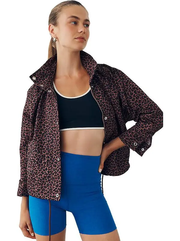 Daily Practice Leopard Print Funnel Neck Jacket - Brown Pattern