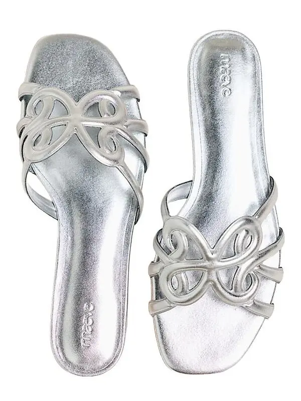 Maeve Logo Slide Sandals - Silver