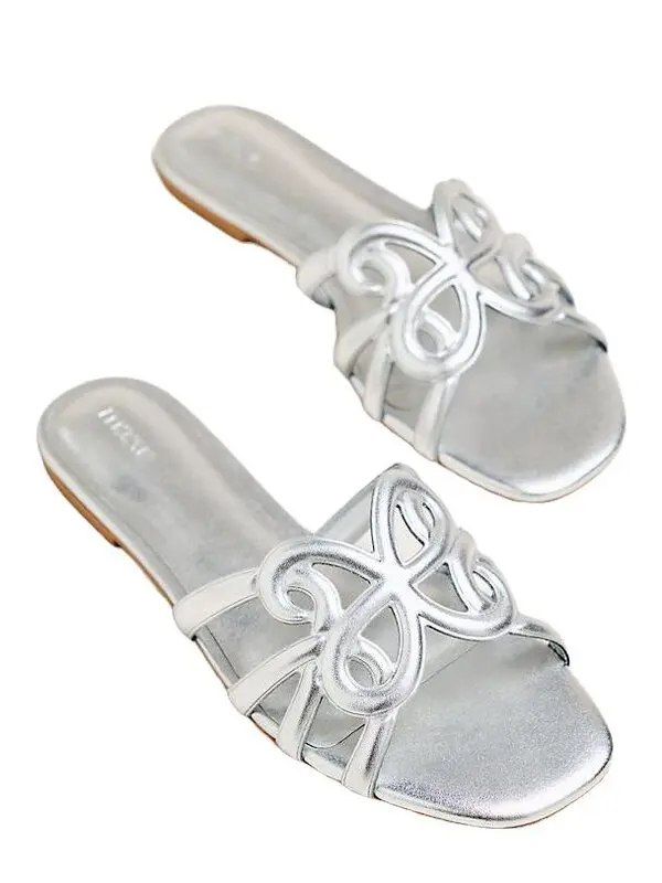 Maeve Logo Slide Sandals - Silver