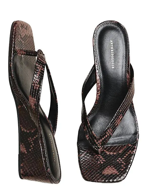 Anthropologie Wedge Thong Heels - Snake