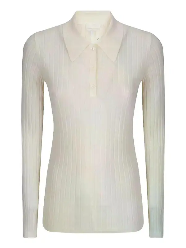 A.p.c. Ribbed Knit Polo Top - Neutrals