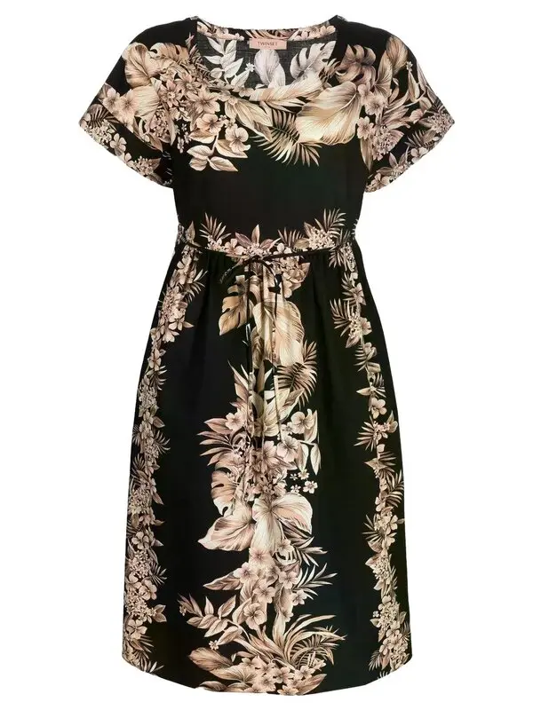 TWINSET Floral-print Knee-length Dress - Black