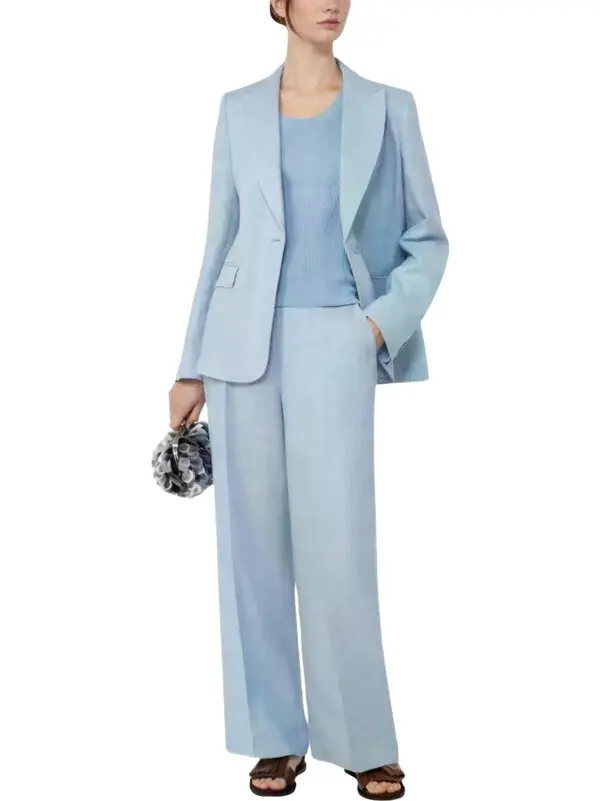 Max Mara Single-breasted Linen Blazer - Blue
