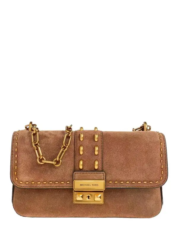 Michael Kors Tribeca Studded Leather Shoulder Bag - Neutrals