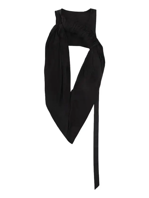 Rick Owens Sleeveless Gathered Detail Tank - Black
