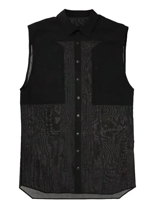 Rick Owens Sleeveless Shirt With Mesh Panels - Black