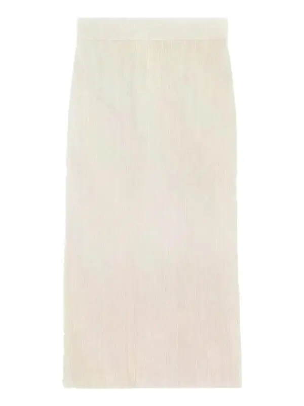 Eric Bompard Ribbed Knit Midi Skirt - Neutrals