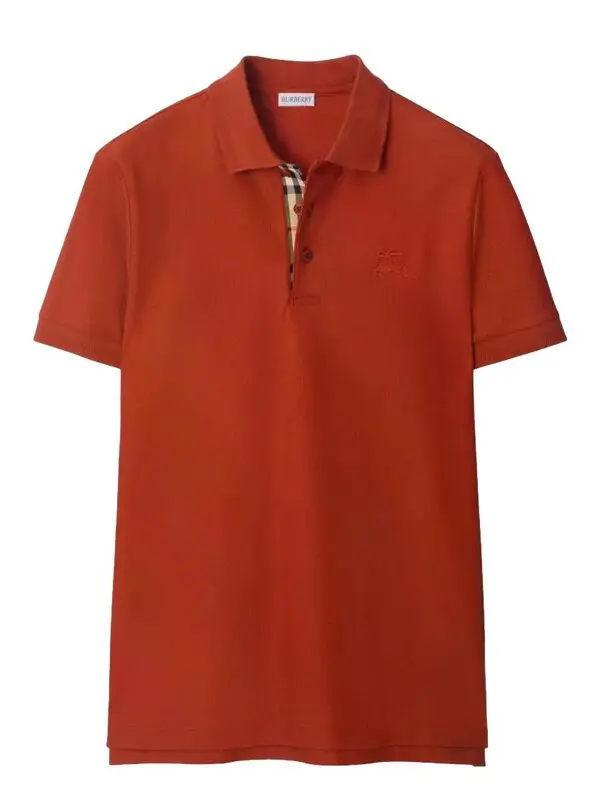 Burberry Cotton Polo Shirt With Embroidered Knight Motif - Orange
