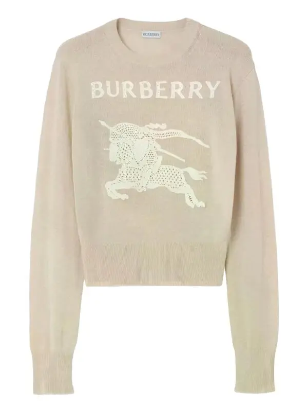 Burberry Knight Logo Cotton-wool Blend Knit Sweater - Neutrals