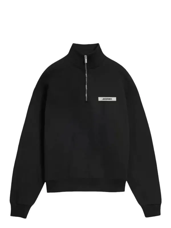 Jacquemus Gros-grain Half-zip Sweatshirt - Black