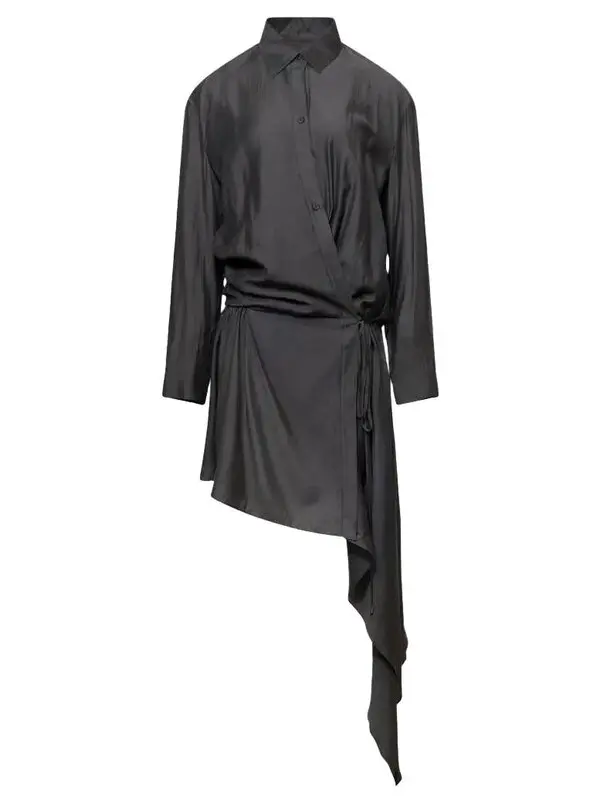 YCH Asymmetric Mini Shirt Dress - Grey