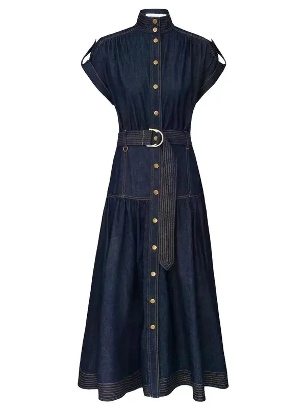 Zimmermann Button-up Belted Midi Dress - Blue