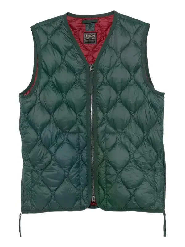 Taion Quilted V-neck Gilet - Green