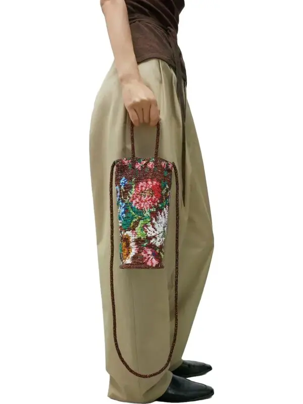 CORDERA Peonia Beaded Shoulder Bag - Brown