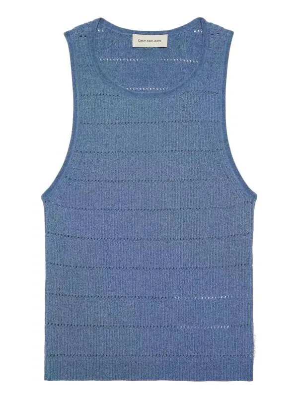 Calvin Klein Openwork Knit Top - Blue