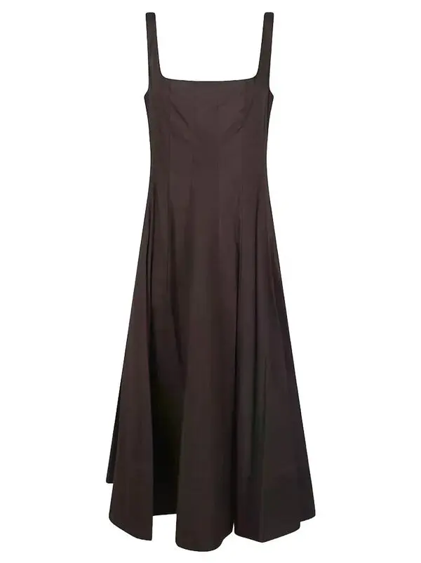 Staud Square-neck Midi Dress - Brown