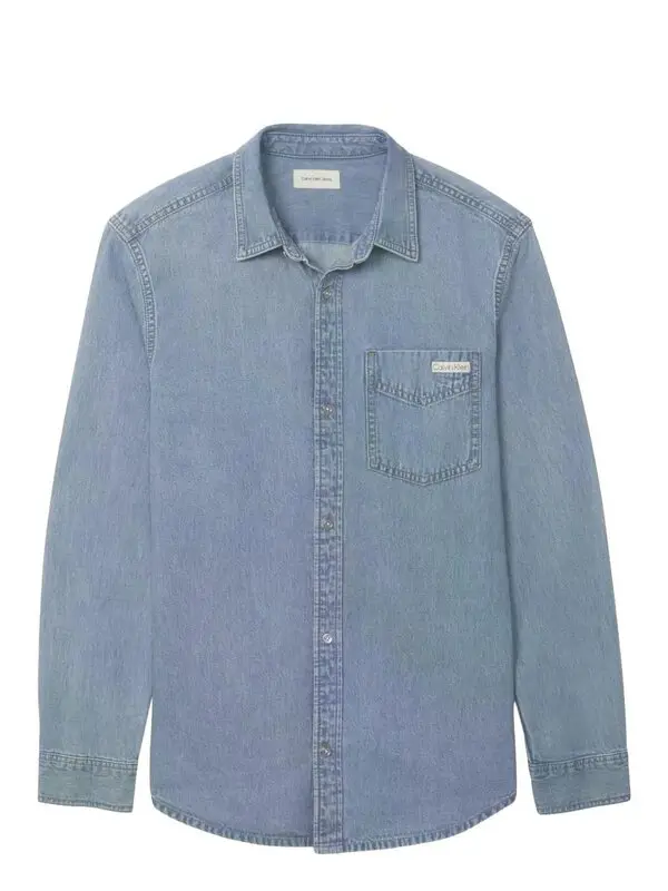 Calvin Klein Long-sleeved Chest-pocket Shirt - Blue