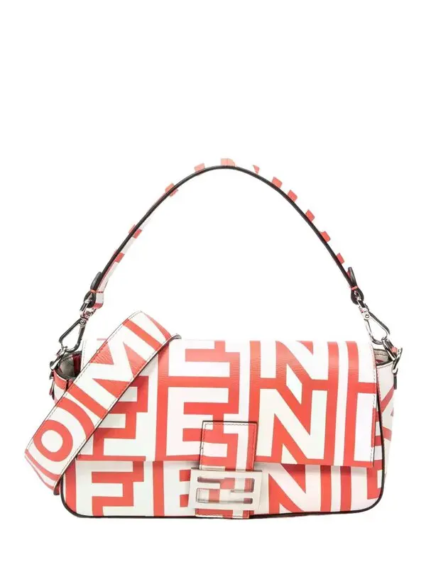 Fendi Baguette Logo-print Shoulder Bag - White