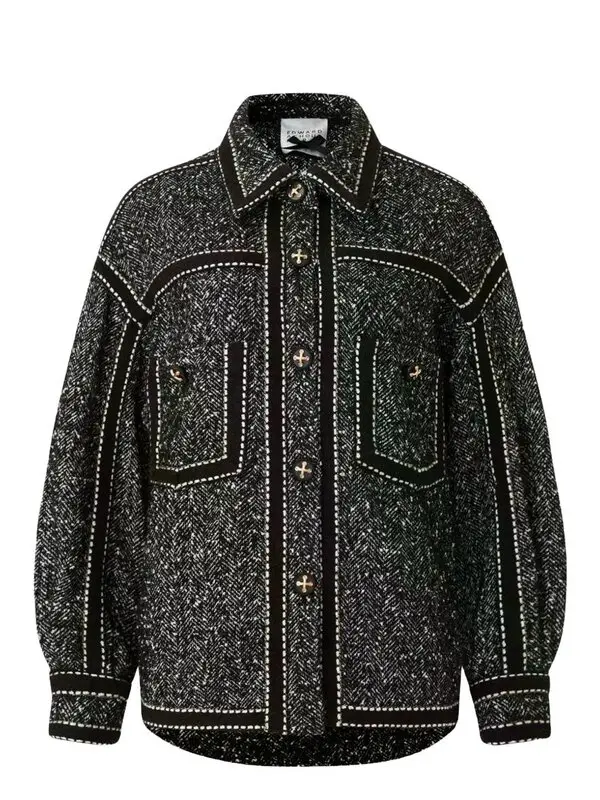 EDWARD ACHOUR PARIS Button-up Trimmed Jacket - Black