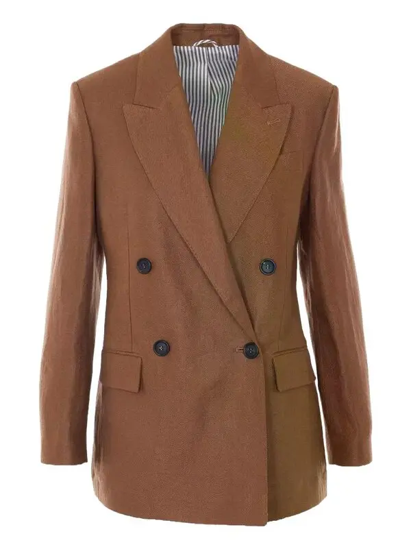 Brunello Cucinelli Double-breasted V-neck Jacket - Brown