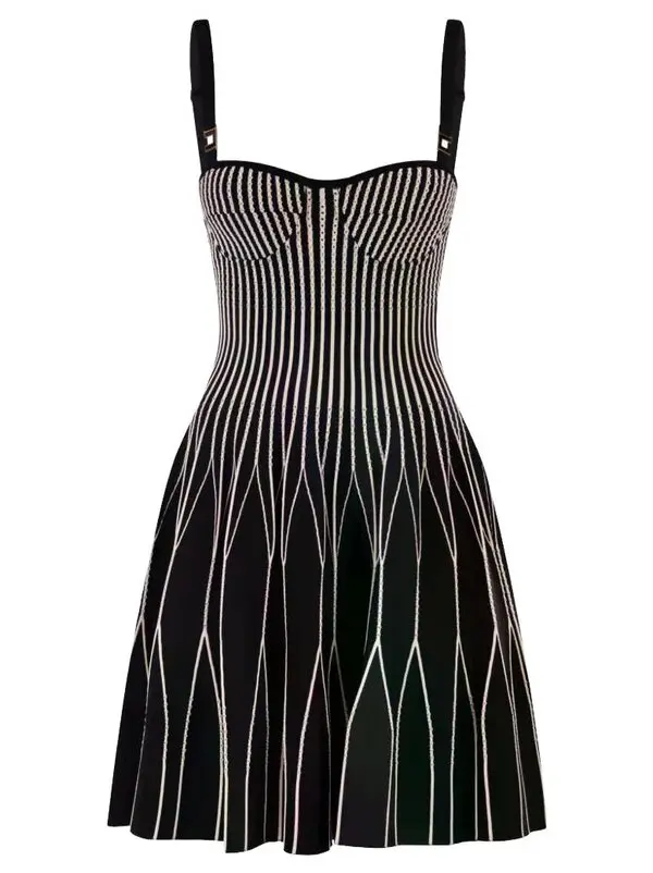 Elisabetta Franchi Two-tone Knitted Mini Dress - Black