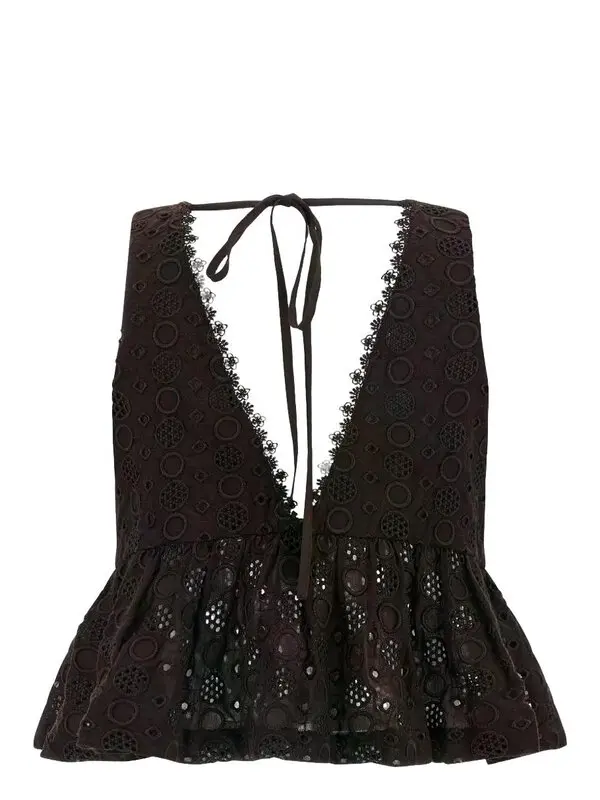 Pinko Kiersten Broderie-anglaise Top - Brown