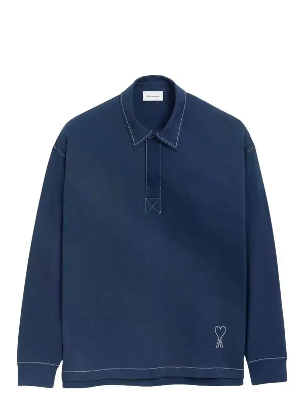 AMI Paris De Coeur Logo Polo Shirt - Blue