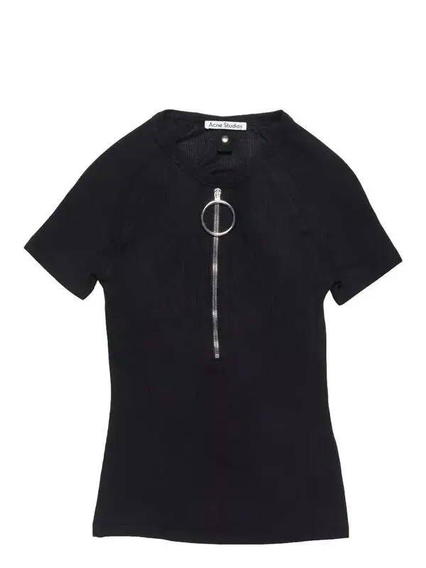 Acne Studios Zip Short-sleeve Top - Black