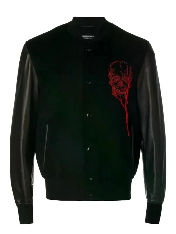 Alexander McQueen Embroidered Varsity Jacket - Blue