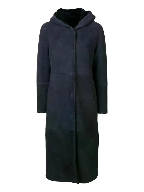 LISKA Hooded Shearling Coat - Blue