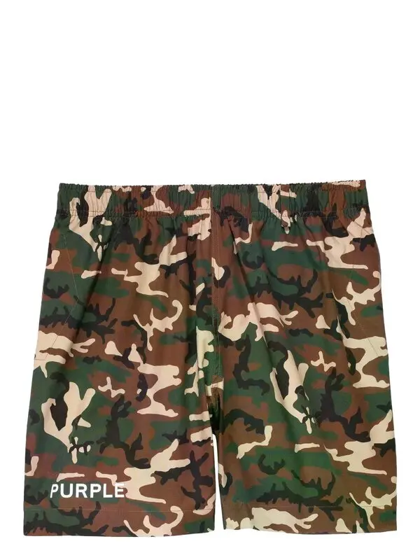 PURPLE BRAND Logo-print Camouflage Shorts - Brown